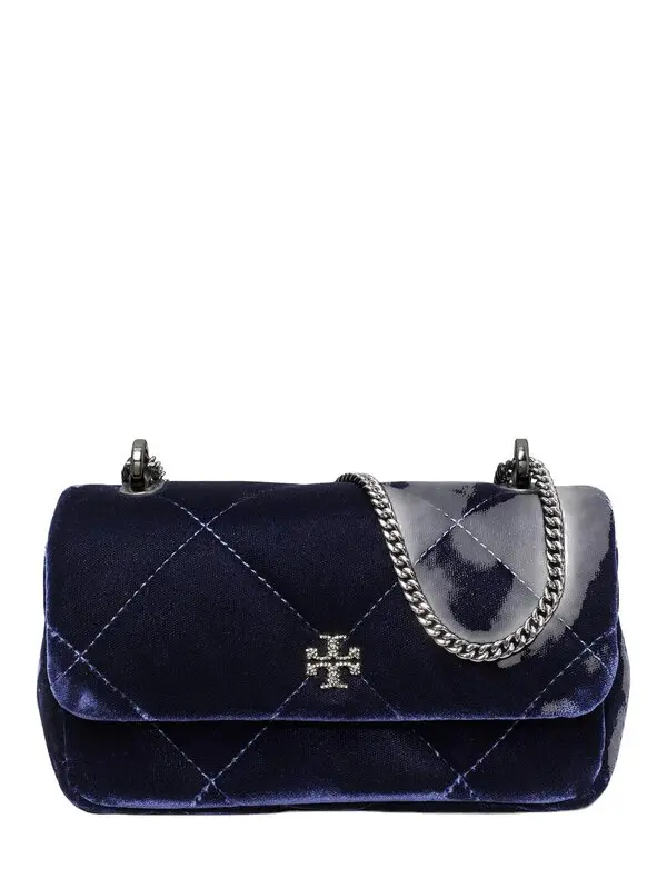 Tory Burch Kira Velvet Quilted Convertible Crossbody Bag - Perfect Navy