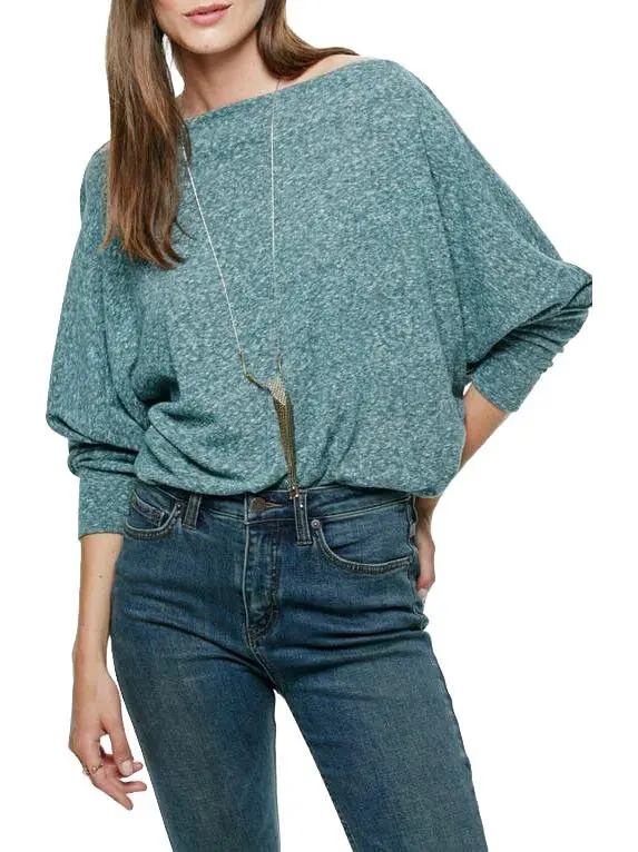 Free People Off-the-shoulder Pullover - Turquoise