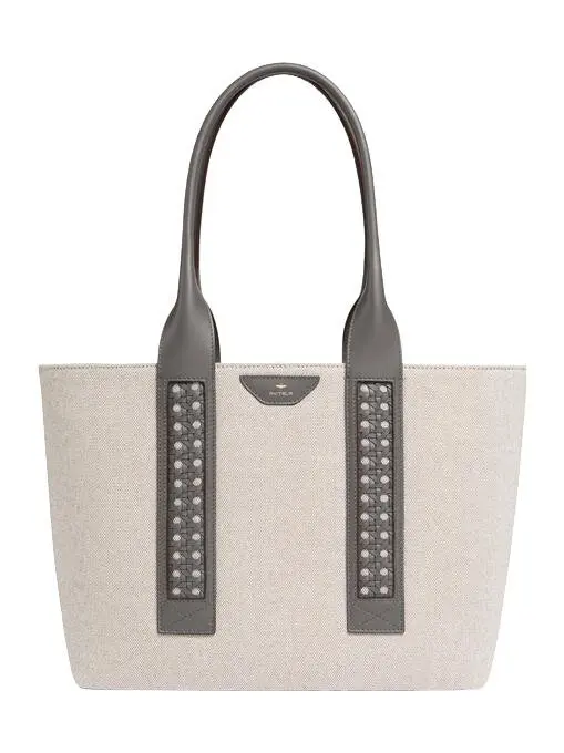 AVITEUR Intreccio Weave Canvas Tote - Elephant Grey