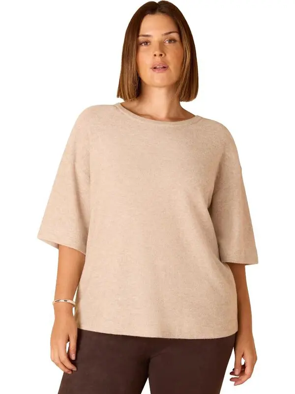 LIVE UNLIMITED Short Sleeve Knitted Sweater - Cream