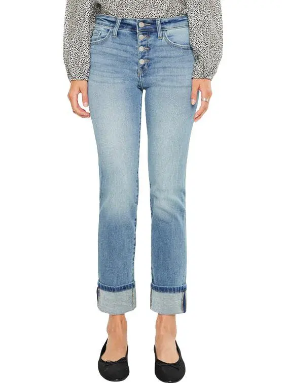 KANCAN High Rise Skinny Straight Jeans - Medium Wash