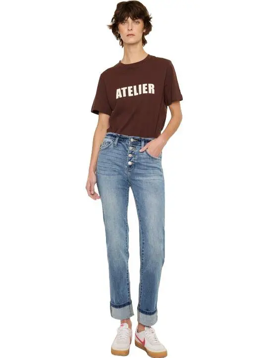KANCAN High Rise Skinny Straight Jeans - Medium Wash
