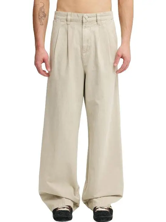 COTTON ON Super Baggy Pleated Pant - Stone