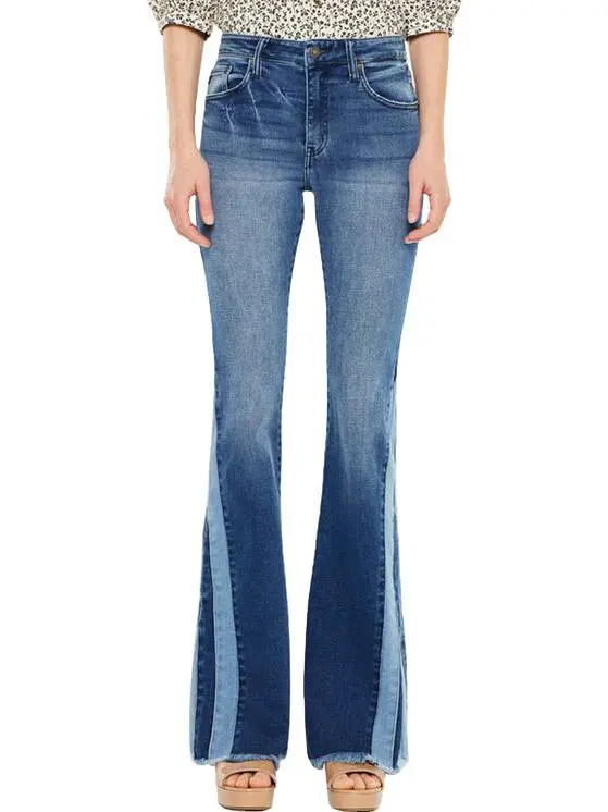 KANCAN High Rise Flare Stretch Jeans - Medium Wash