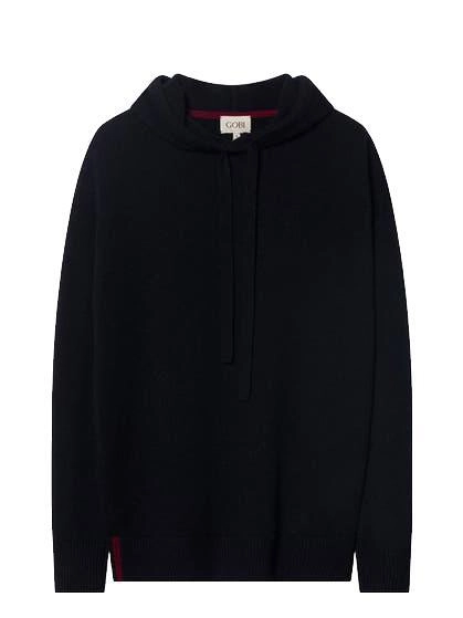Gobi Cashmere Cashmere Pullover Hoodie - Black