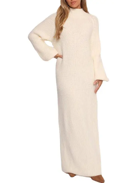 PETAL & PUP Tobin Maxi Sweater Dress - Cream