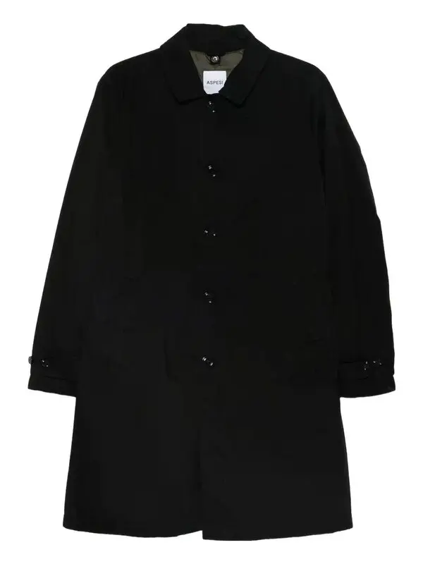 Aspesi Single-breasted Coat With Spread Collar - Black