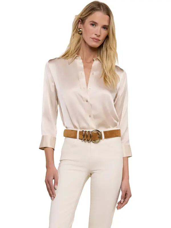 L'Agence Dani Silk Blouse Top - Champagne