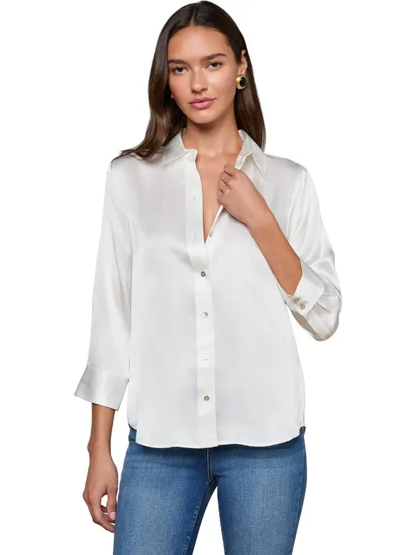 L'Agence Dani Silk Blouse Top - Ivory