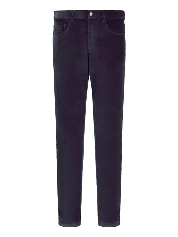 Canali Regular Fit Corduroy Trousers - Blue