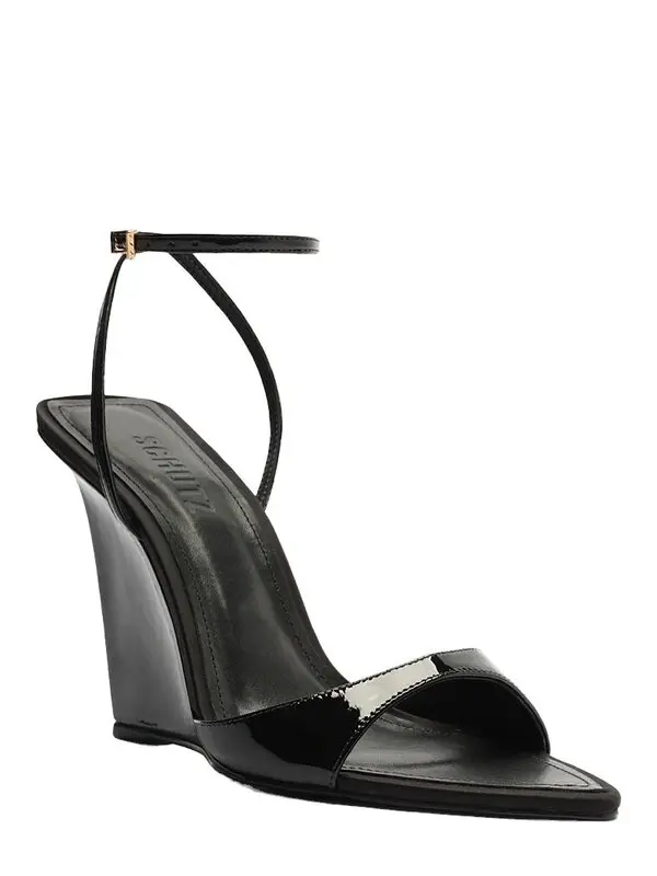 Schutz Elodie Wedge Sandals - Black Suede