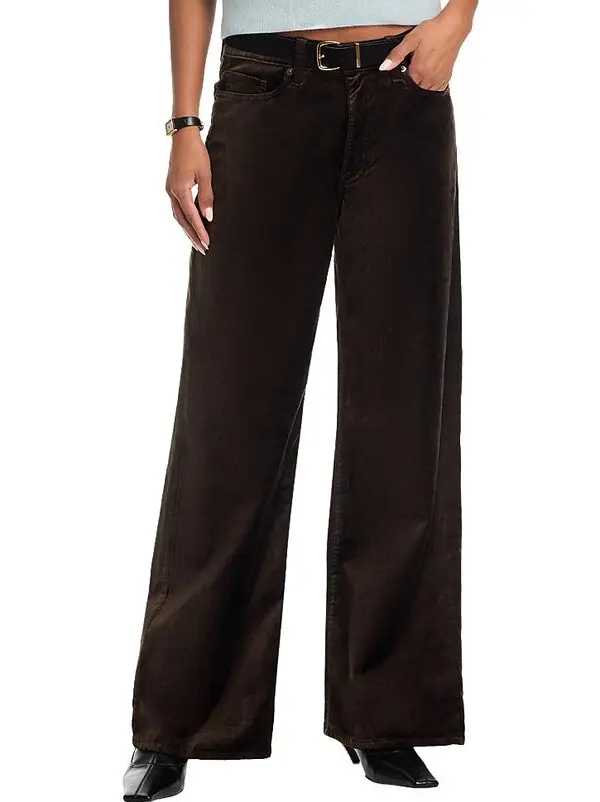 FRAME Le Slim Palazzo High-rise Velveteen Jeans - Dark Clove Velvet