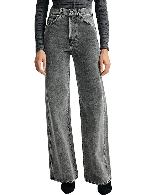 Veronica Beard Taylor High-rise Wide Leg Jeans - Volcanic Dust