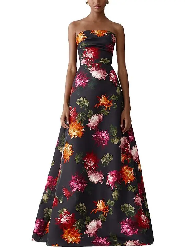 Carolina Herrera Strapless A-line Gown - Black Multi