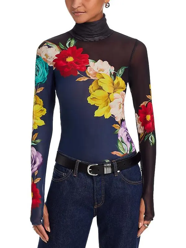 AFRM Zadie Floral Mesh Top - Citron Block Floral