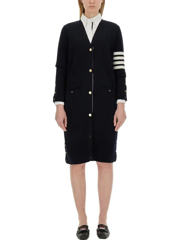 Thom Browne 4-bar Long Cardigan - Blue