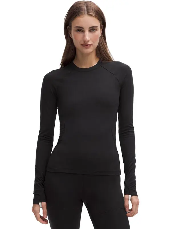 Lululemon Merino Wool-blend Crewneck Base Layer - Black/light Ivory