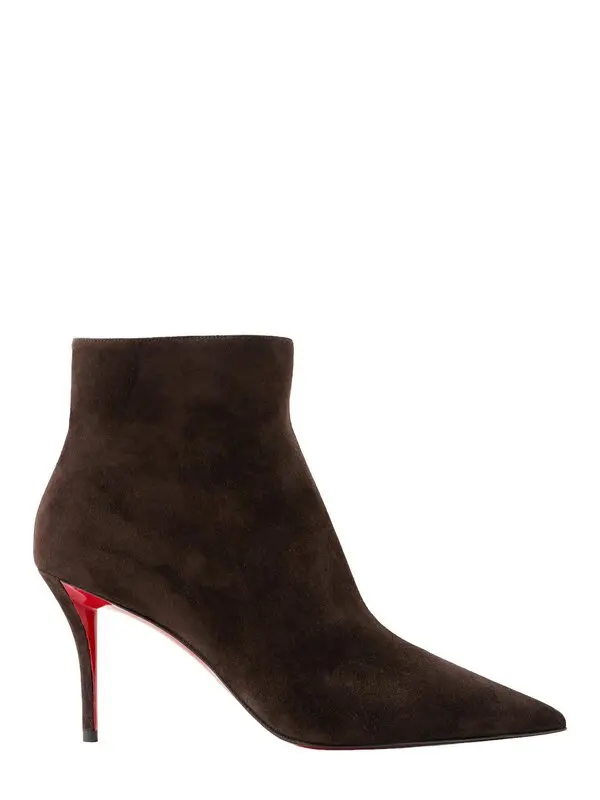 CHRISTIAN LOUBOUTIN Miss Z 80 Suede Ankle Boots - Brown