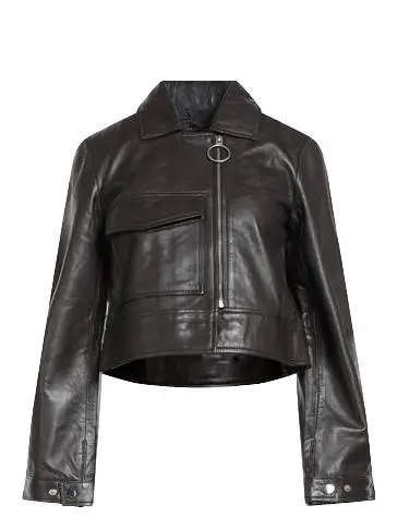 MUUBAA Slate Sheepskin Leather Bomber Jacket - Brown