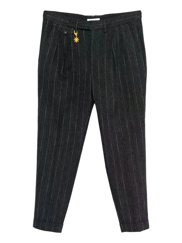 MANUEL RITZ Pinstriped Trousers - Black