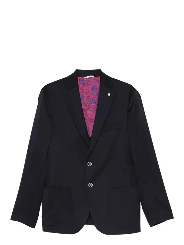 MANUEL RITZ Paisley-lining Single-breasted Blazer - Blue
