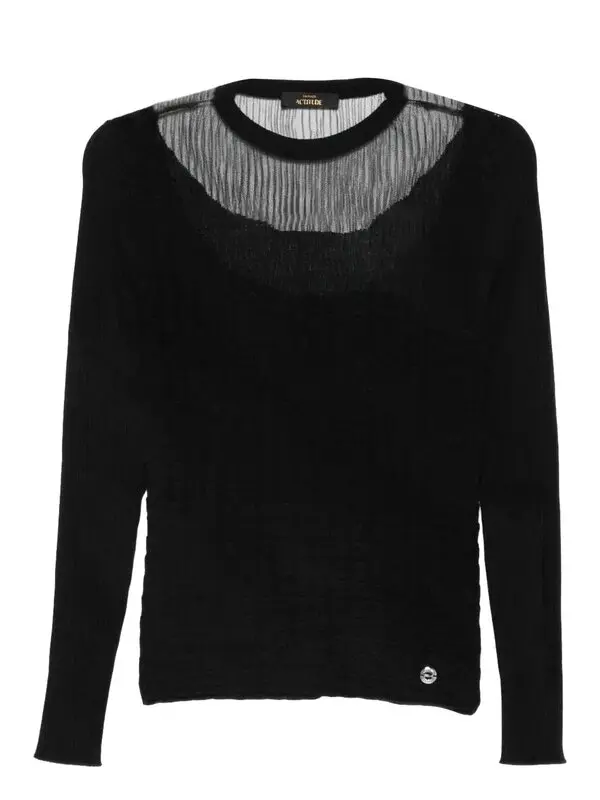 TWINSET Sheer-panel Knit Top - Black