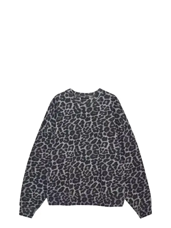 ANINE BING Miles Leopard Print Sweatshirt - Grey