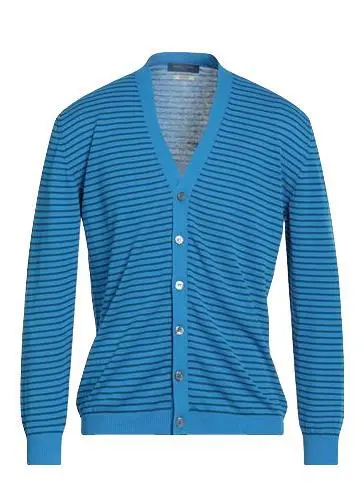 DANIELE FIESOLI Cotton Striped Knit Cardigan - Blue
