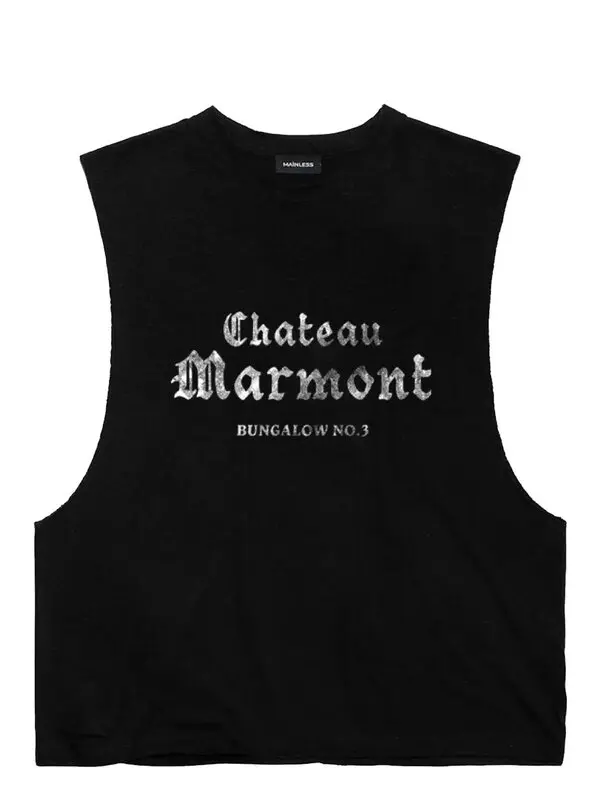 MAINLESS Sleeveless Distressed T-shirt - Black