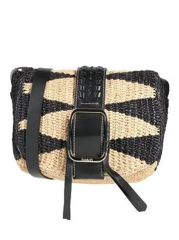 Ba&sh Cross-body Bag In Raffia And Calfskin - Black