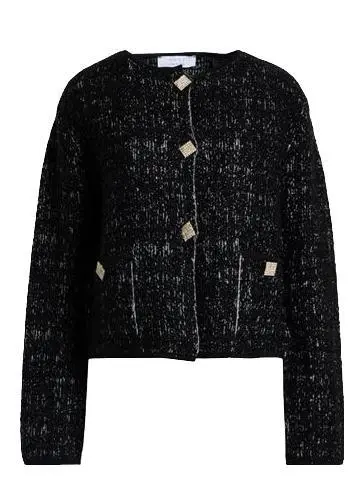 KAOS Jacquard-knit Cardigan With Metallic Detailing - Black