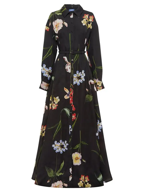 LEO LIN Josephine Printed Silk Gown - Black