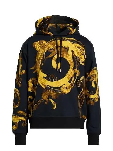 Versace Hooded Sweatshirt With Signature Print - Black