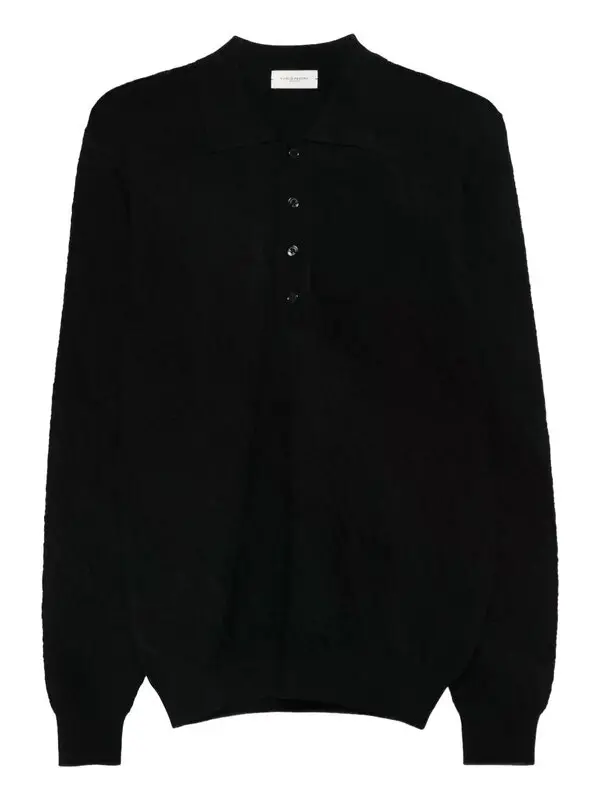 PAOLO PECORA Jacquard Polo Shirt - Black