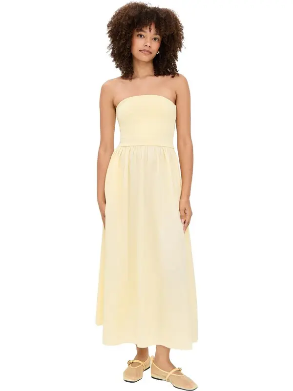 Playa Lucila Strapless Combo Midi Dress - Butter Yellow