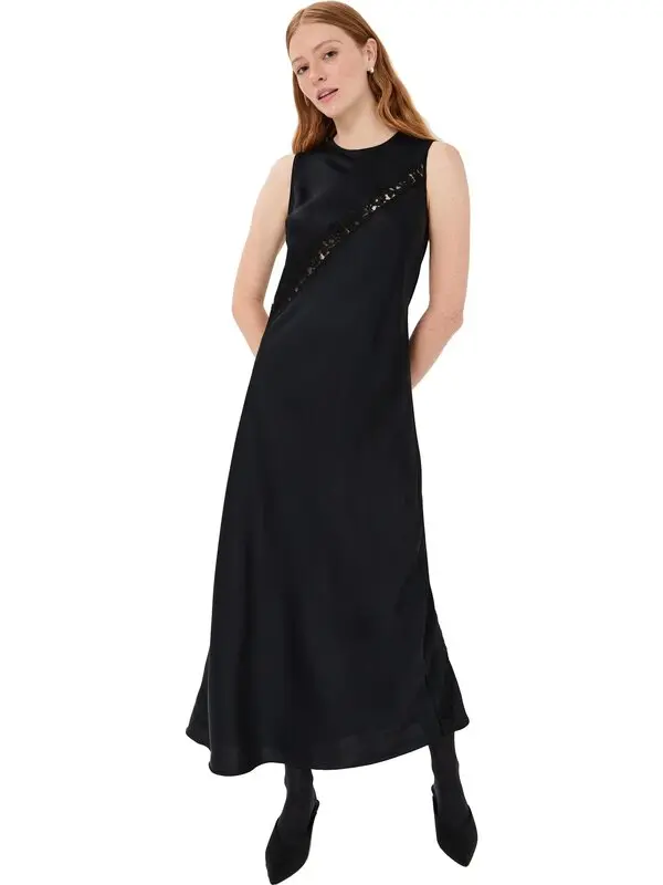 Rosetta Getty Bias Lace Panel Maxi Dress - Black