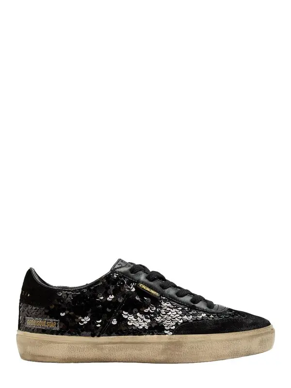 GOLDEN GOOSE Soul Star Sequin-embellished Leather Sneakers - Black