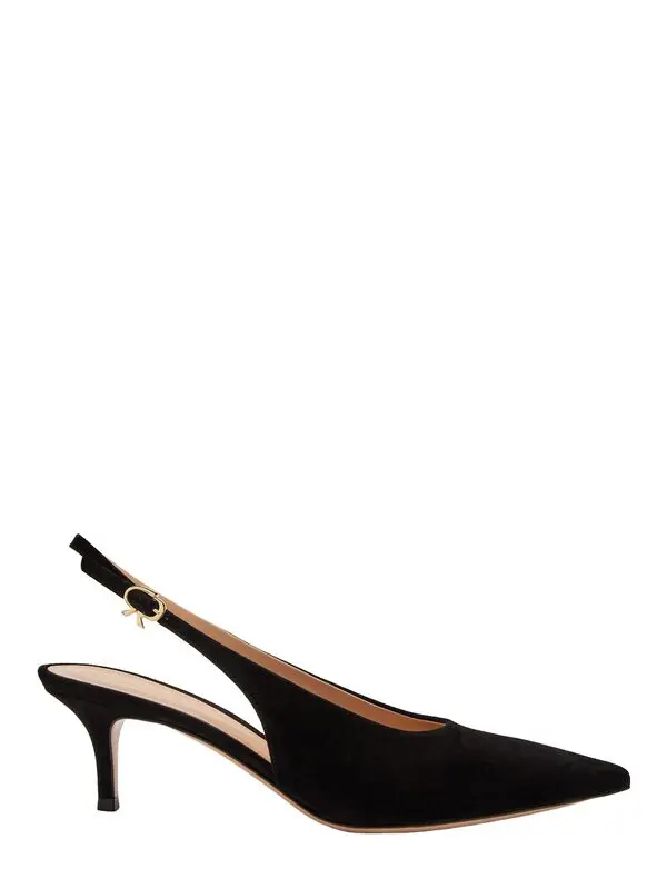 GIANVITO ROSSI Robbie 55 Suede Slingback Pumps - Black