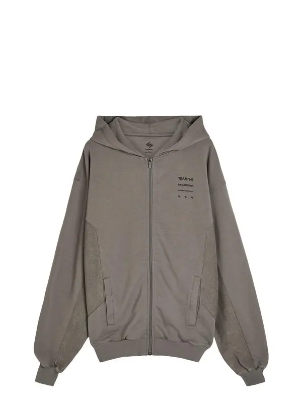REPRESENT 247 Uprising Hooded Cotton Sweatshirt - Grey