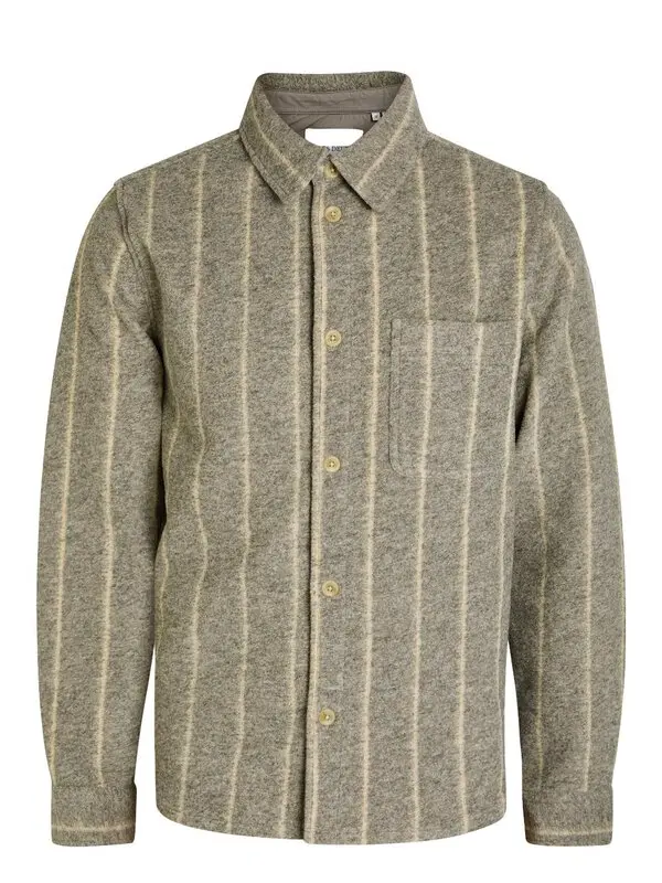 LES DEUX Lennon Striped Bouclé Overshirt - Grey