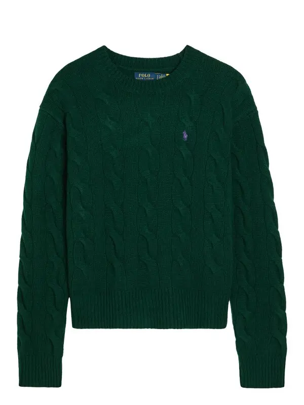 Ralph Lauren Cable-knit Wool And Cashmere-blend Jumper - Dark Green