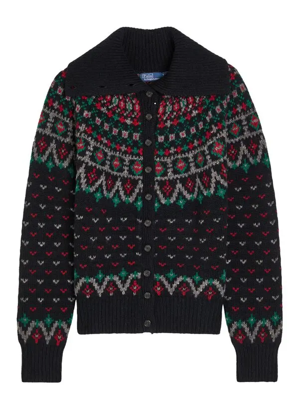 Polo Ralph Lauren Fair Isle Wool-blend Cardigan - Black