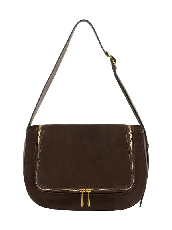 ANYA HINDMARCH Vere Suede And Leather Shoulder Bag - Brown