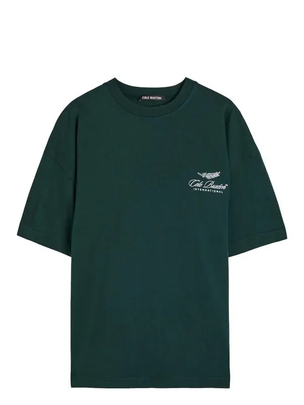 COLE BUXTON Logo-embroidered Cotton T-shirt - Green