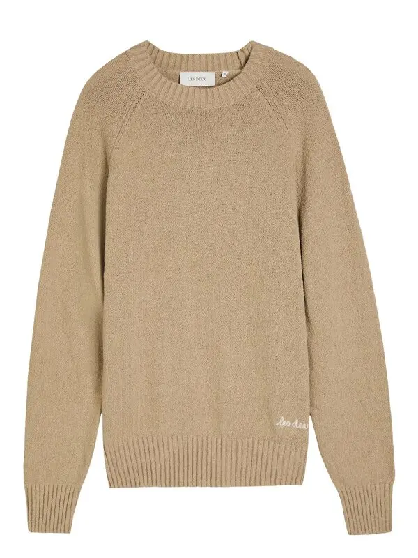 LES DEUX Logo-embroidered Cotton-blend Jumper - Beige