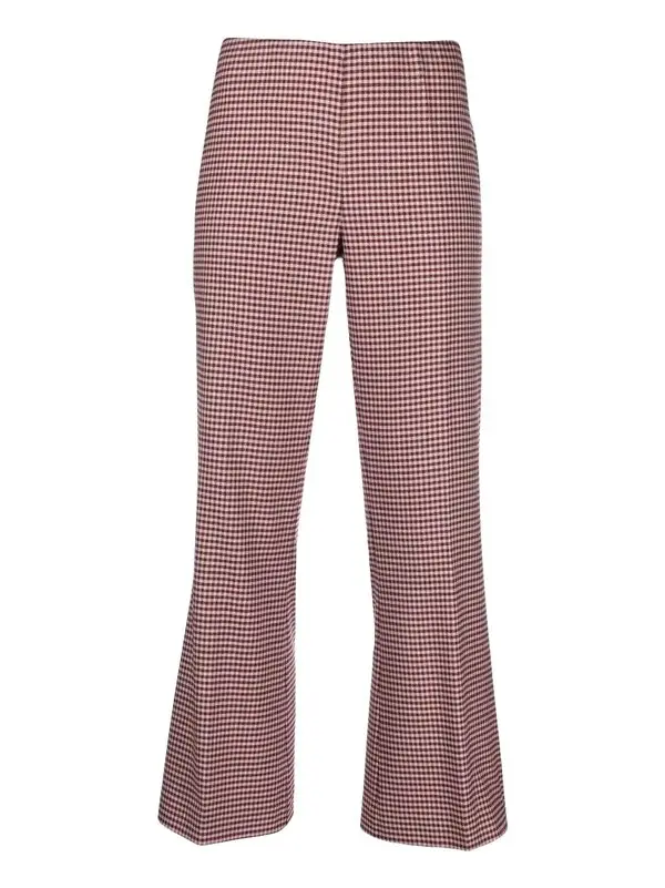 PAROSH Houndstooth Flared Trousers - Rosa