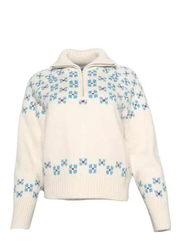Calle Del Mar Fair Isle Half-zip Cashmere Sweater - Natural