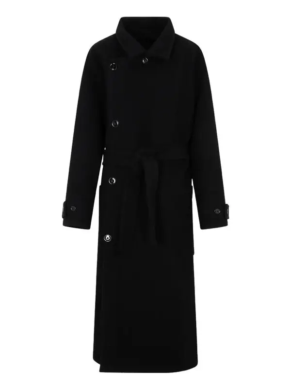 LEMAIRE Double Wool Wrap Coat - Black