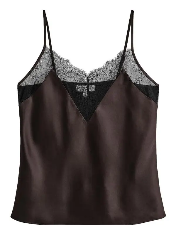 Cos Lace-trimmed Satin Cami Top - Brown
