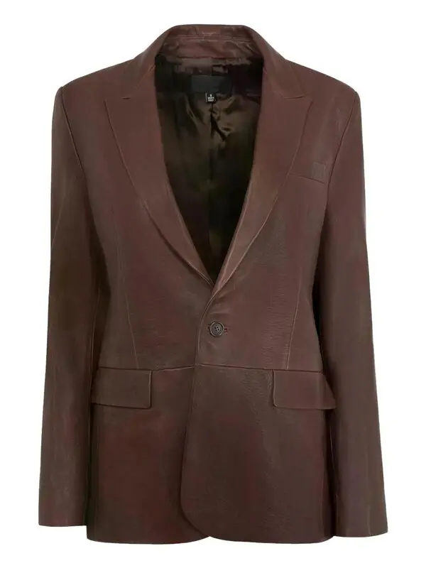 NILI LOTAN Belmonde Leather Blazer - Brown